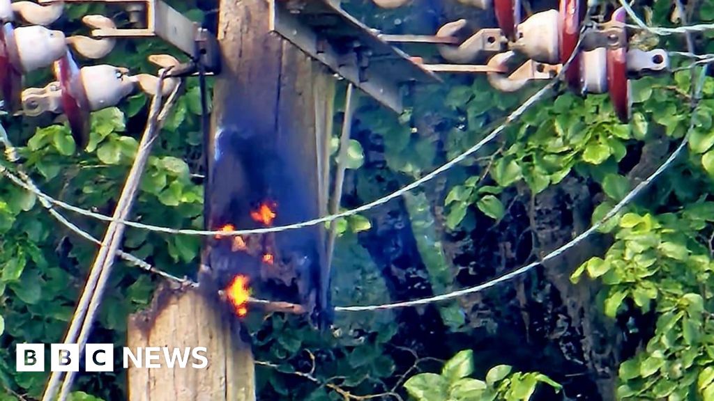 Electrical pole catches fire at Devon new homes building site - BBC News