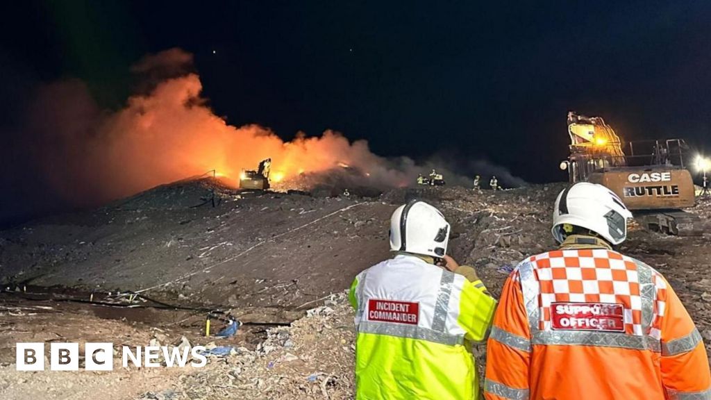 Walleys Quarry landfill site reopens after huge fire - BBC News