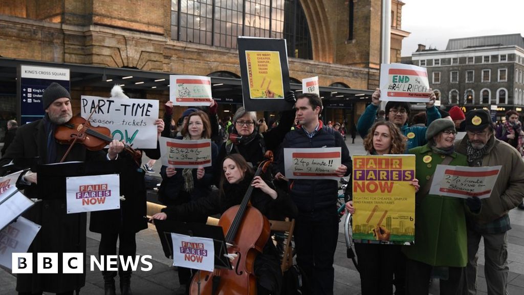 Protests against train fare rises held at more than 100 stations - BBC News