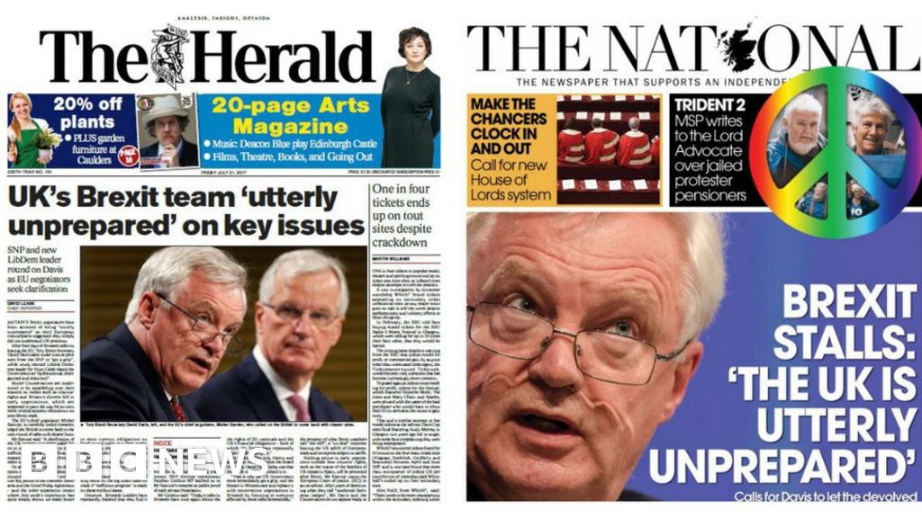 Scotland's papers: Brexit team 'unprepared'