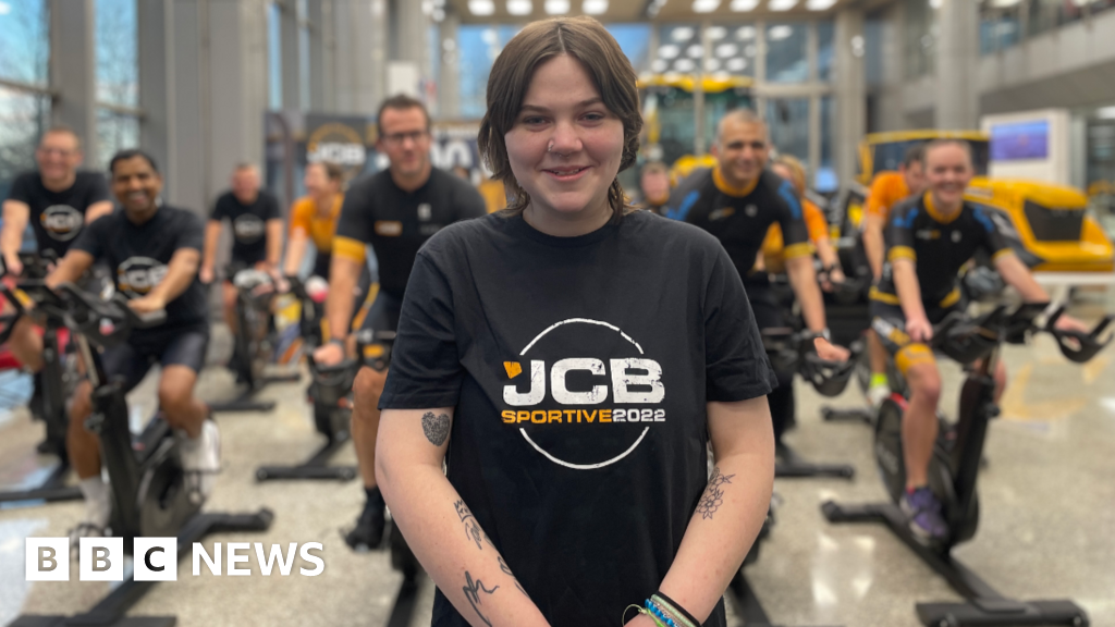 Staffordshire JCB staff cycle 'around world' to help woman with cancer ...