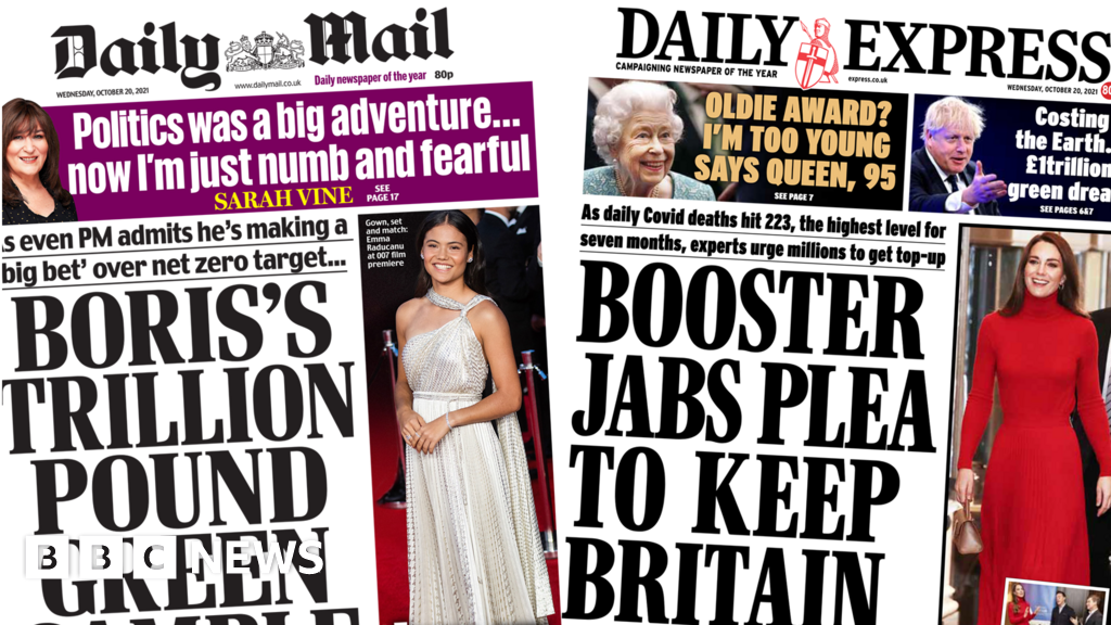 Newspaper headlines: PM's 'green gamble' and 'booster jabs plea'