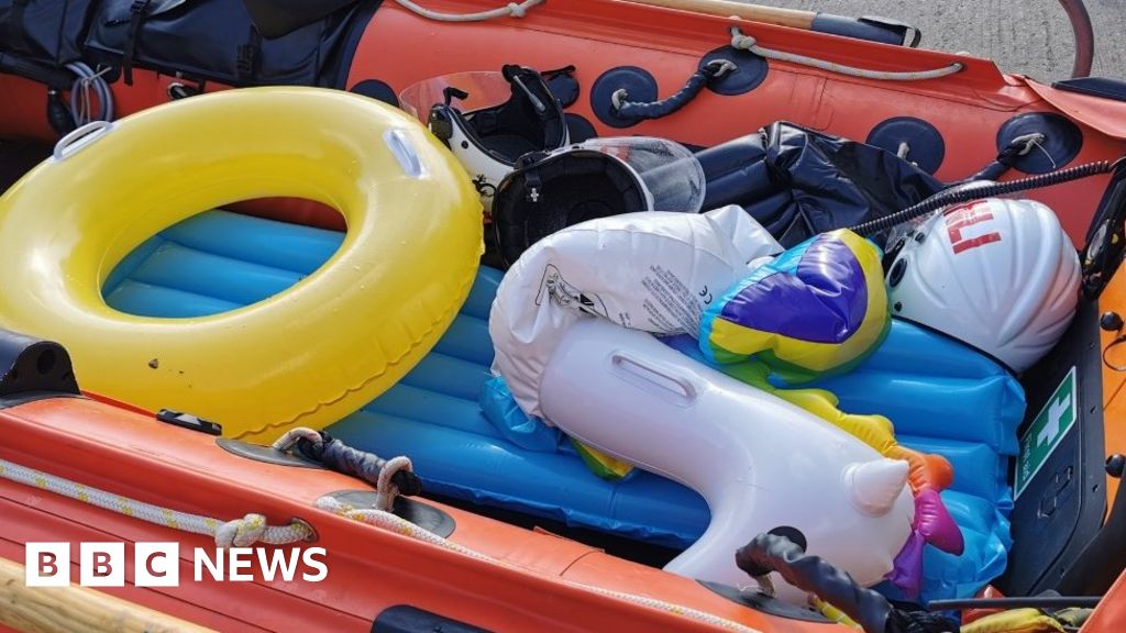 Two teenagers and child rescued from inflatables at sea - BBC News