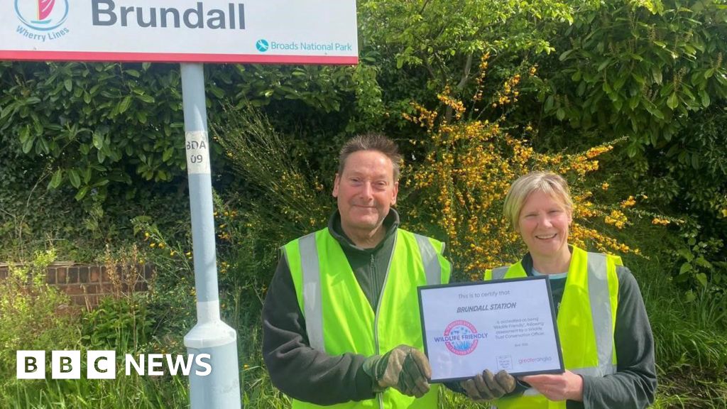 Brundall station volunteers awarded for biodiversity boost - BBC News