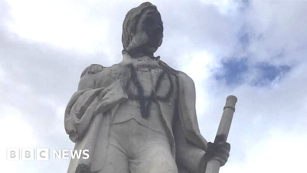 Admiral Nelson statue sprayed with graffiti in Norwich