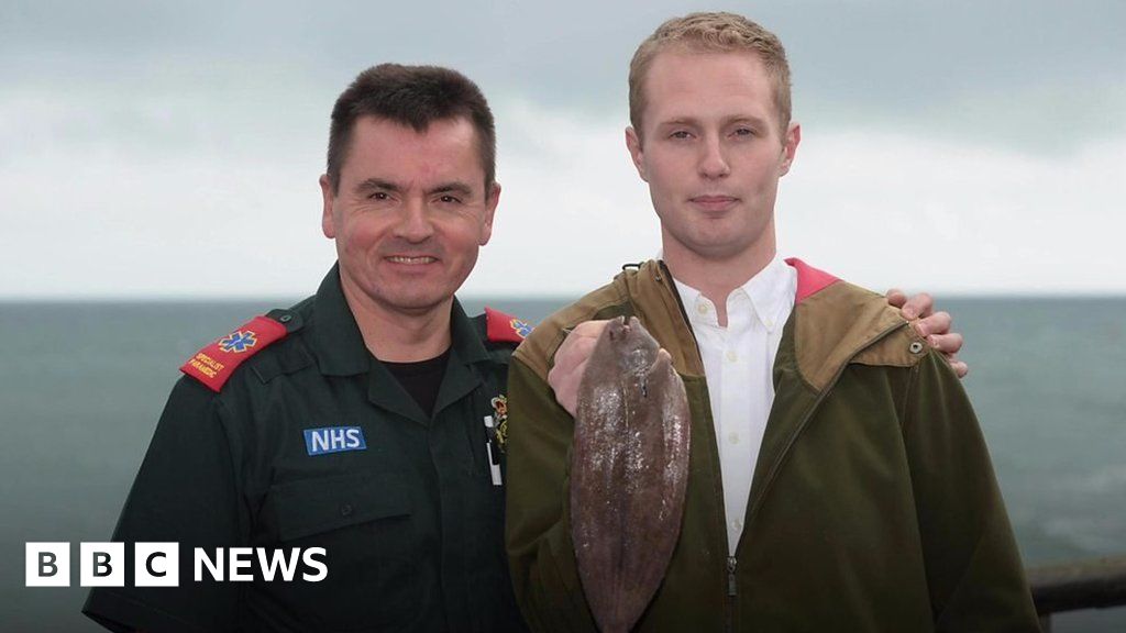 Angler who swallowed fish reunited with paramedic who saved him