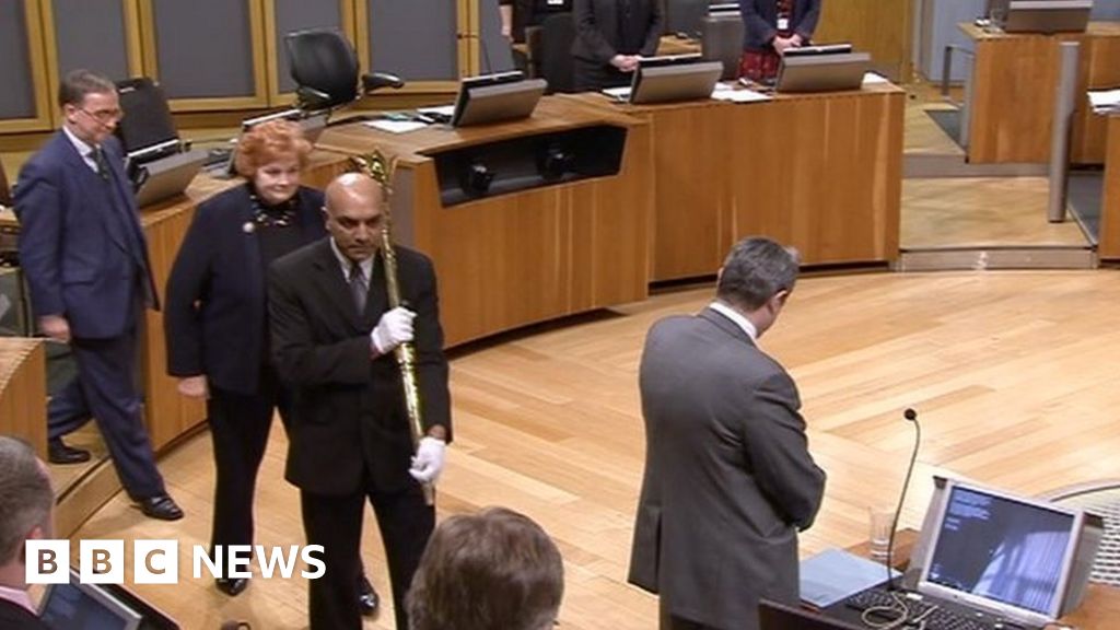 Ceremonial assembly mace removed as business concludes - BBC News