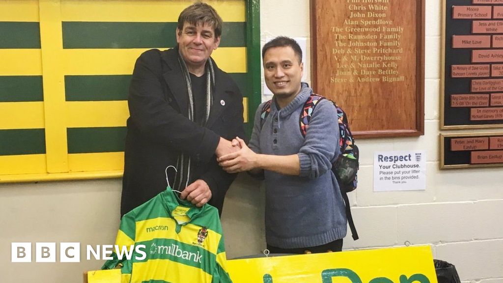Runcorn FC Halton superfan flies family from China for visit - BBC News