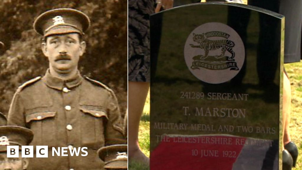 Leicestershire WW1 hero's unmarked grave honoured