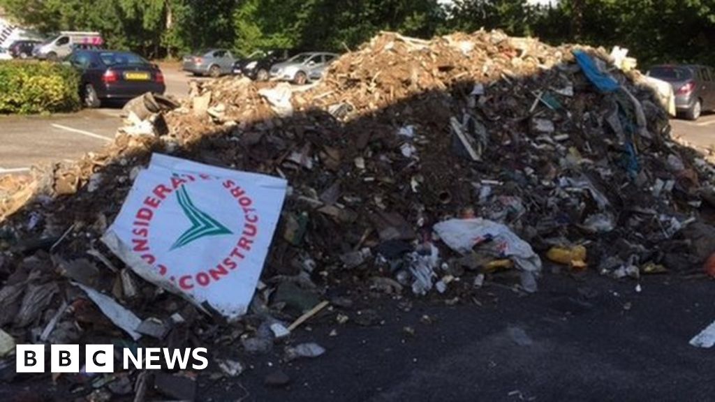 Tonnes of rotting landfill fly-tipped in Poole car park - BBC News