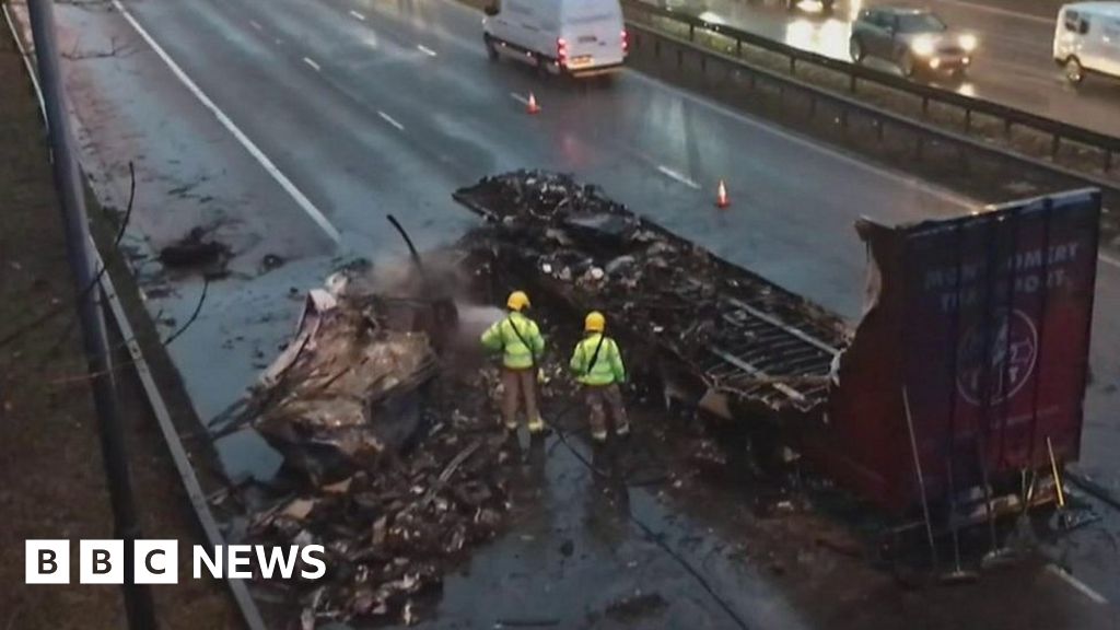 Storm Franklin: Wind causes Lancashire M6 lorry crash