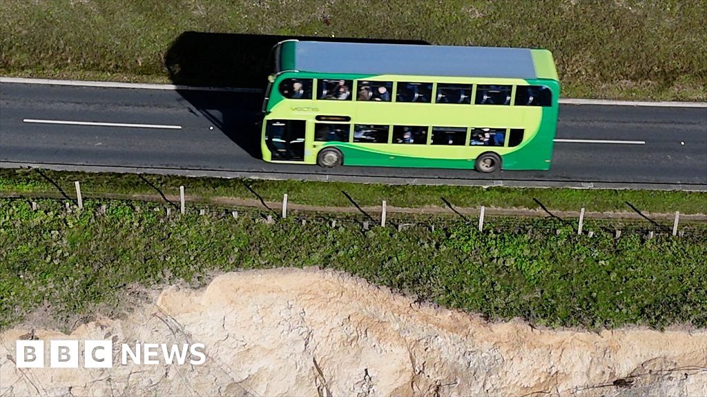 Military Road: Drone video shows bus on road metres from collapse - BBC ...