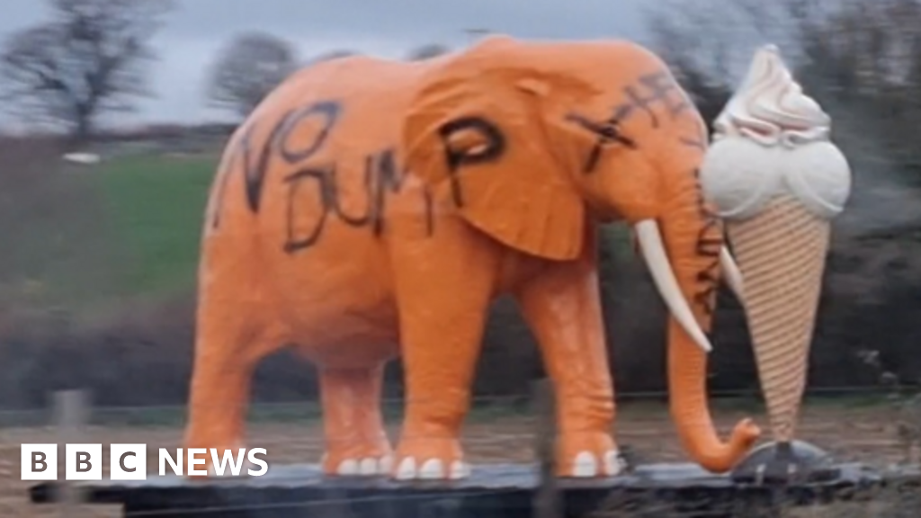 Orange elephant removed from A38 roadside after vandalism