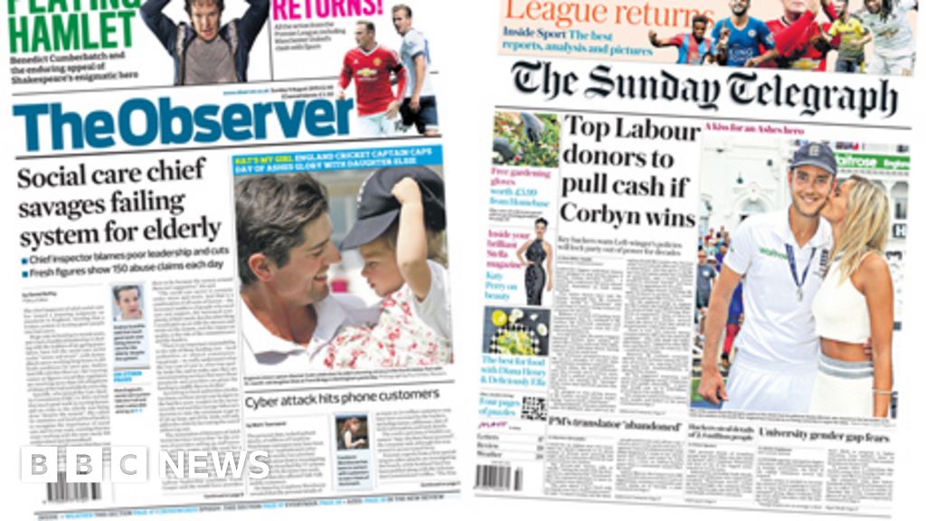 Newspaper headlines: Social care criticism, Labour leadership race, and ...