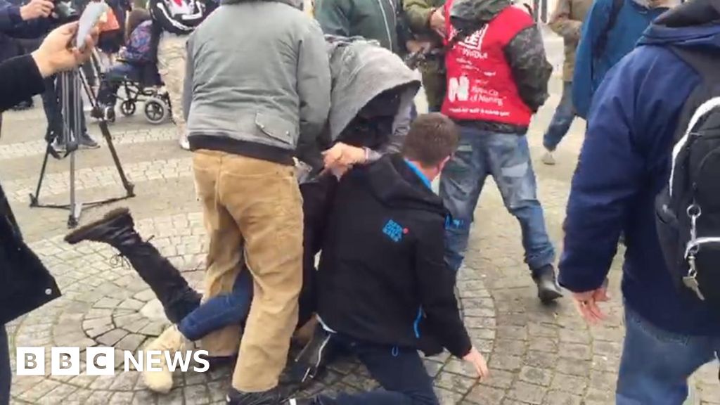 Carl Benjamin: Scuffle breaks out at UKIP candidate's Truro rally