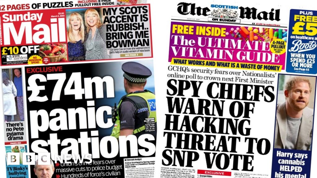 Scotland's papers: Police budget cuts and cyber threat to SNP race