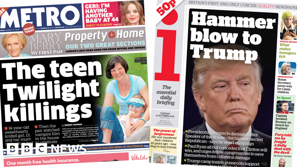 Newspaper headlines: 'Blows, woes and axes' for Rooney and Trump - BBC News