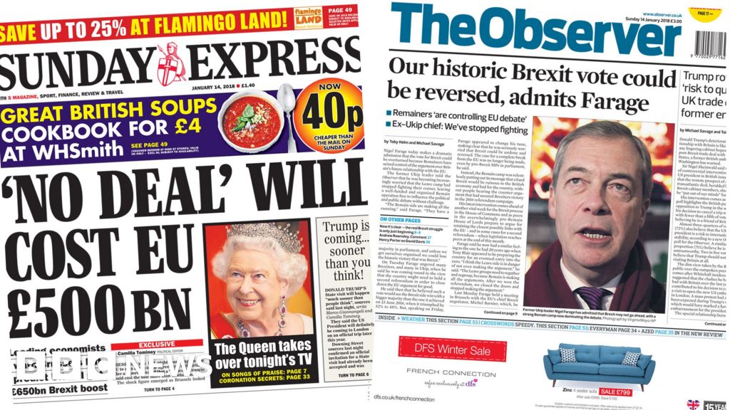 Newspaper headlines: Brexit could be reversed - Farage