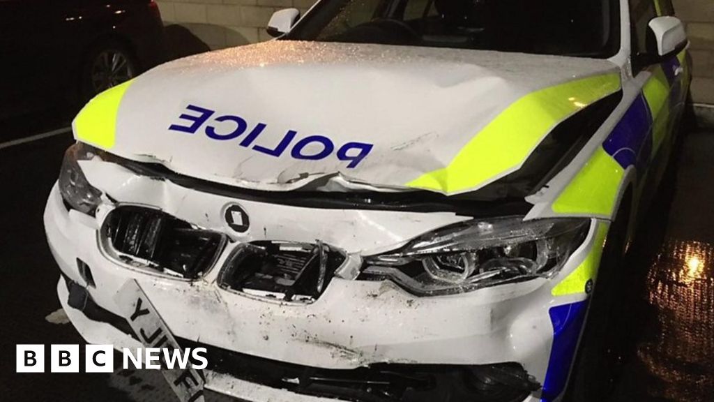 Reversing Car Rams Into Bradford Police Vehicle Bbc News