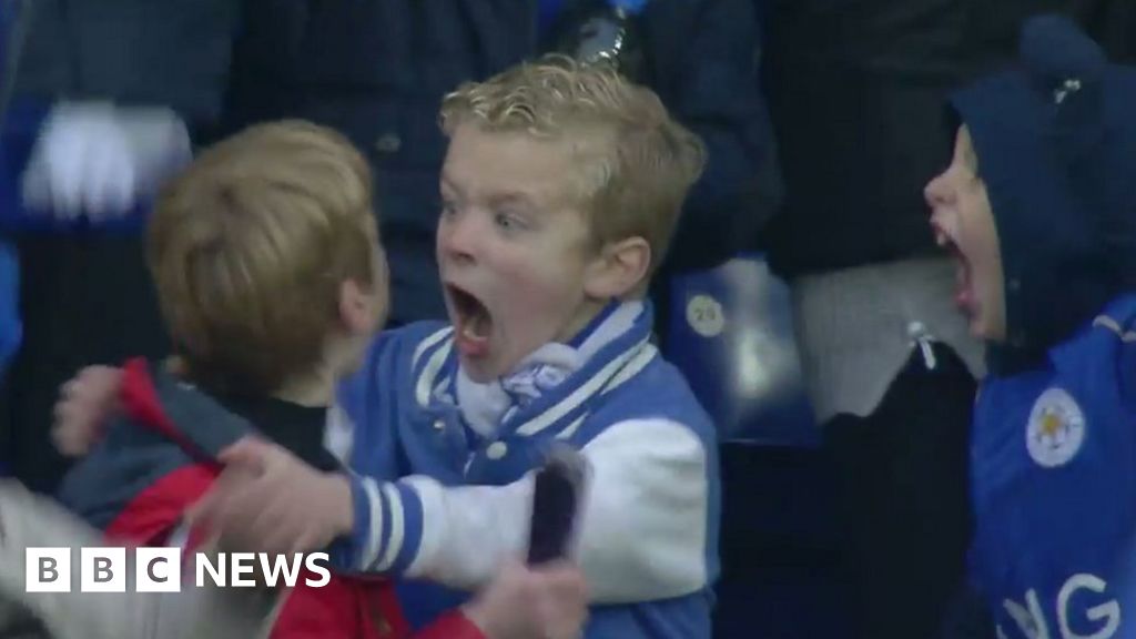 Leicester footballer Mahrez visits viral video kids - BBC News
