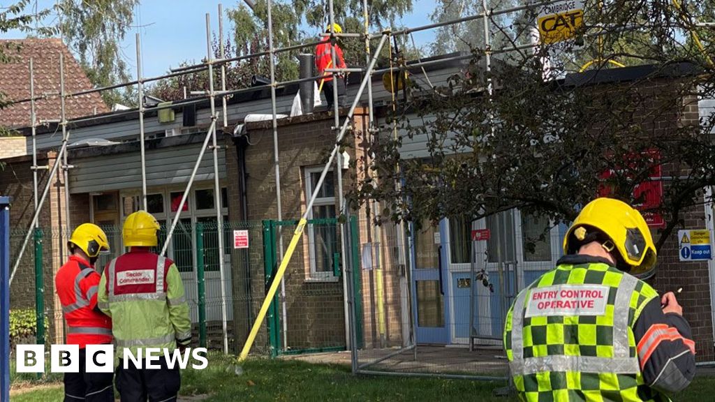 Man treated for burns as crews tackle Fen Drayton school fire - BBC News