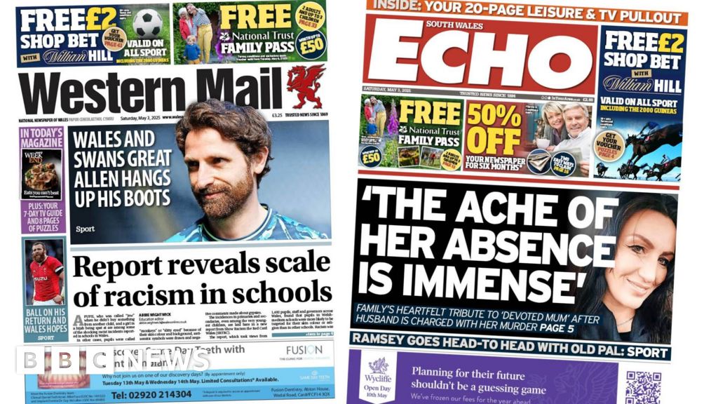 Wales' papers: Racism in school revealed and husband charged with murder