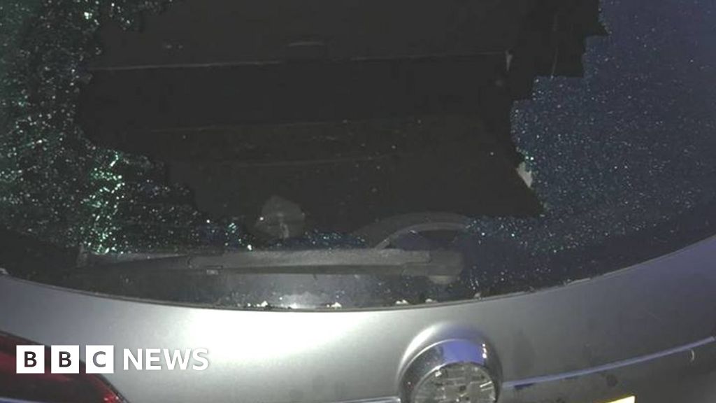 Police car damaged during Portadown attack