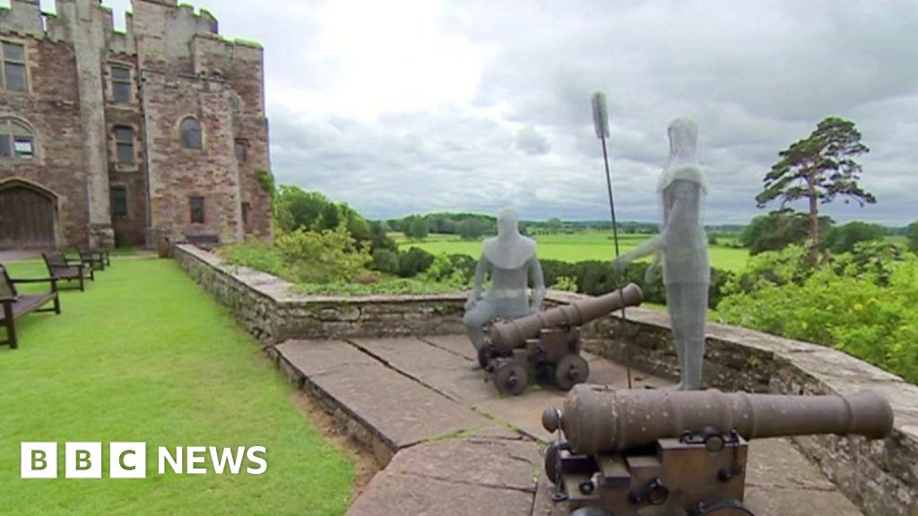 Ghost-like sculptures adorn Berkeley Castle - BBC News