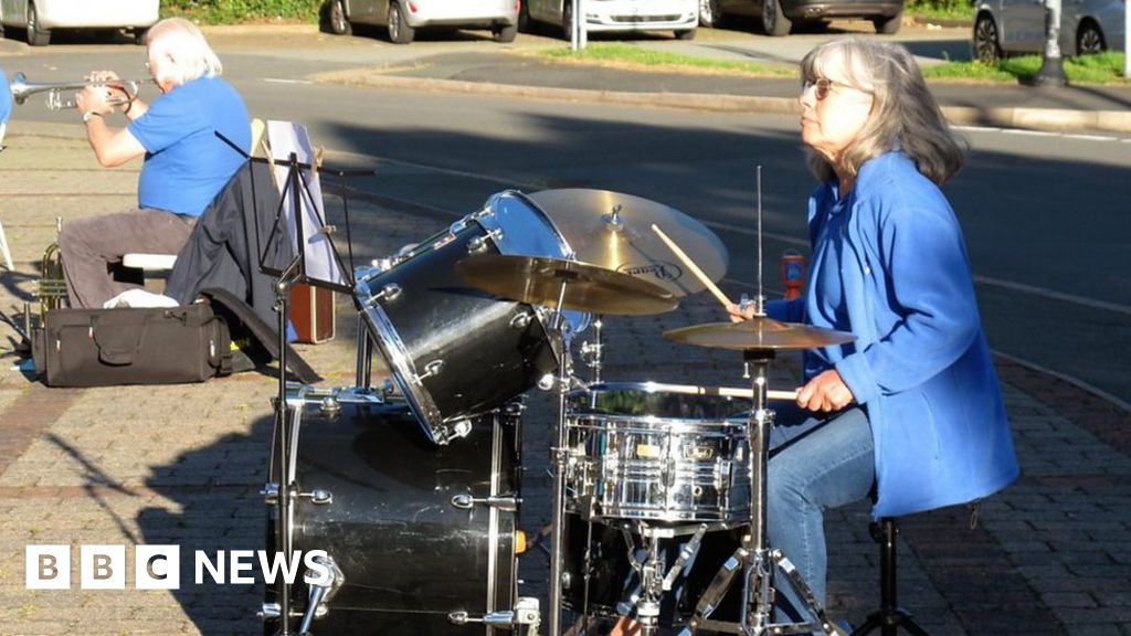 Coronavirus: Brecon band plays again, but outdoors