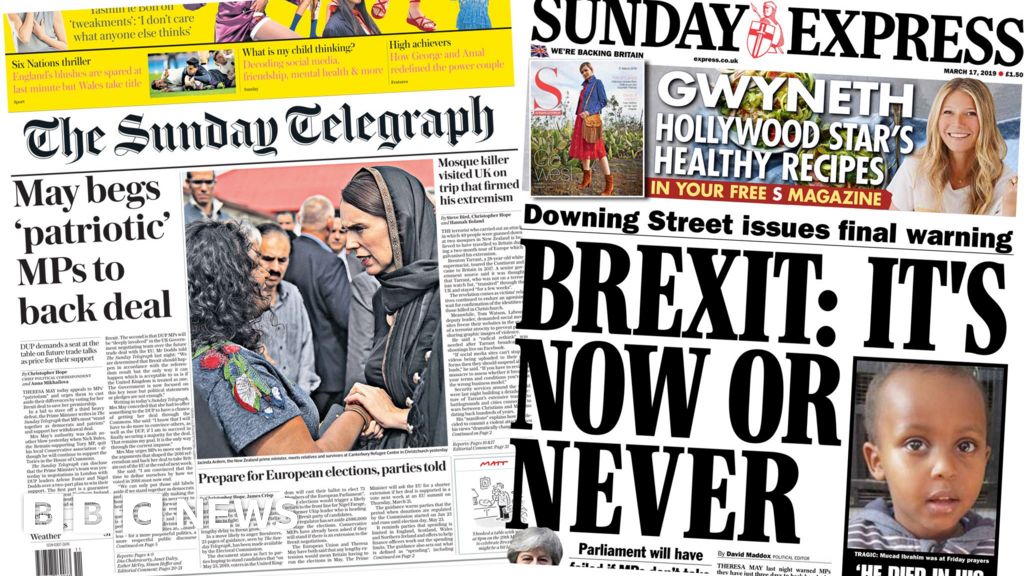 Newspaper headlines: May 'begs MPs' to back Brexit deal
