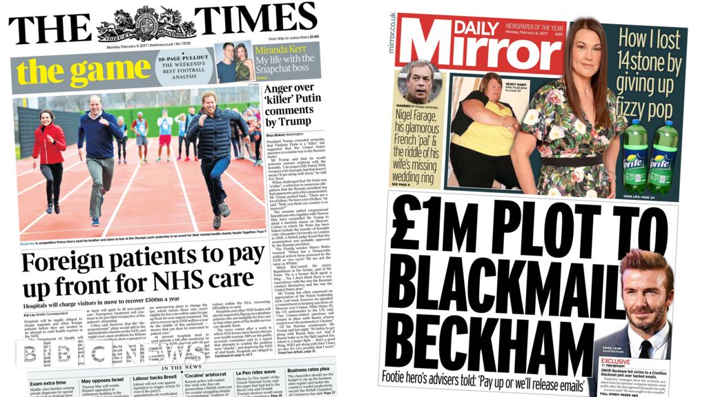 Newspaper headlines: Health tourists crackdown 'to save £500m' - BBC News