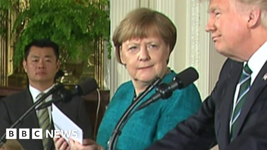 Merkel handshake offer to Trump falls on deaf ears - BBC News