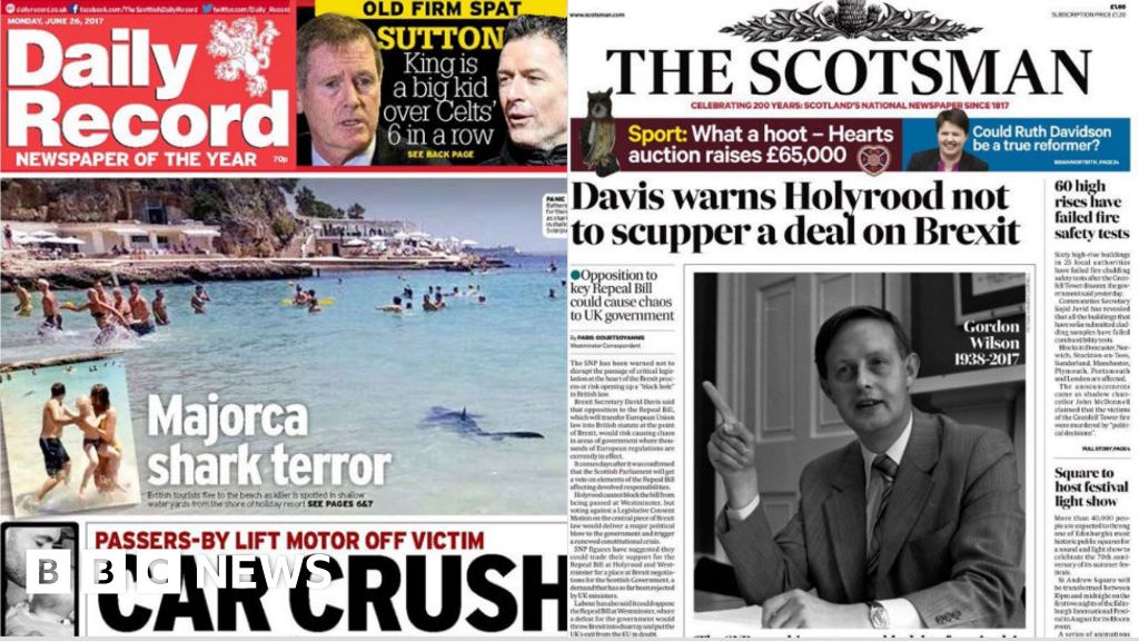 Scotland's papers: Holiday shark terror and Brexit warning - BBC News