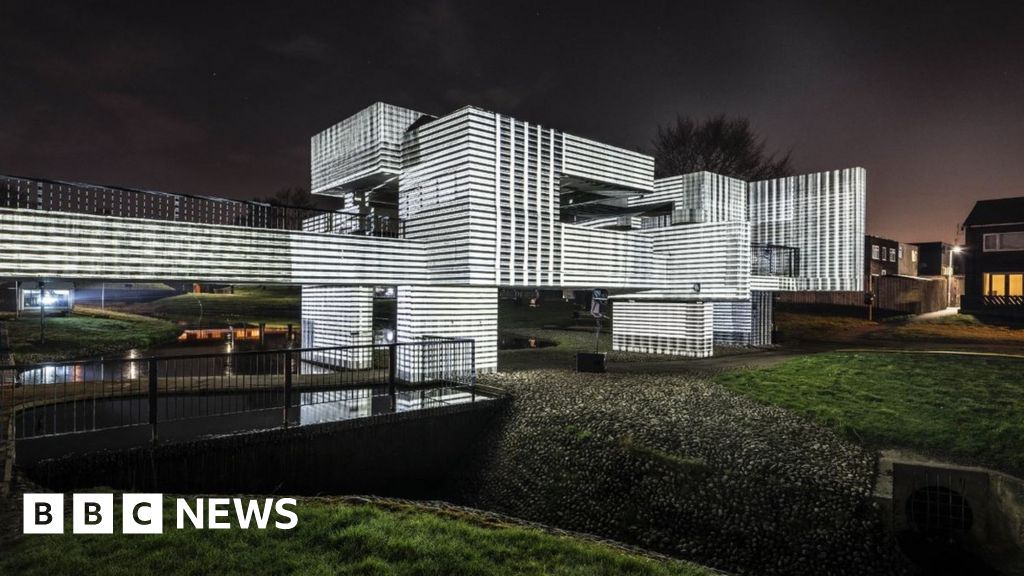 Peterlee's Apollo Pavilion illuminated for anniversary - BBC News