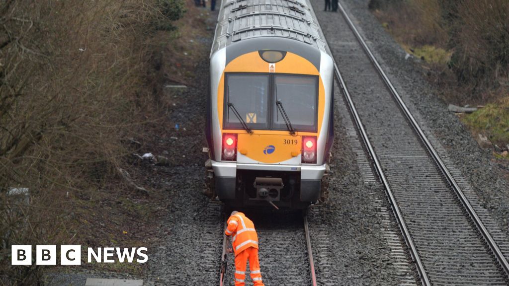 Lisburn train hit construction equipment, Translink says - BBC News