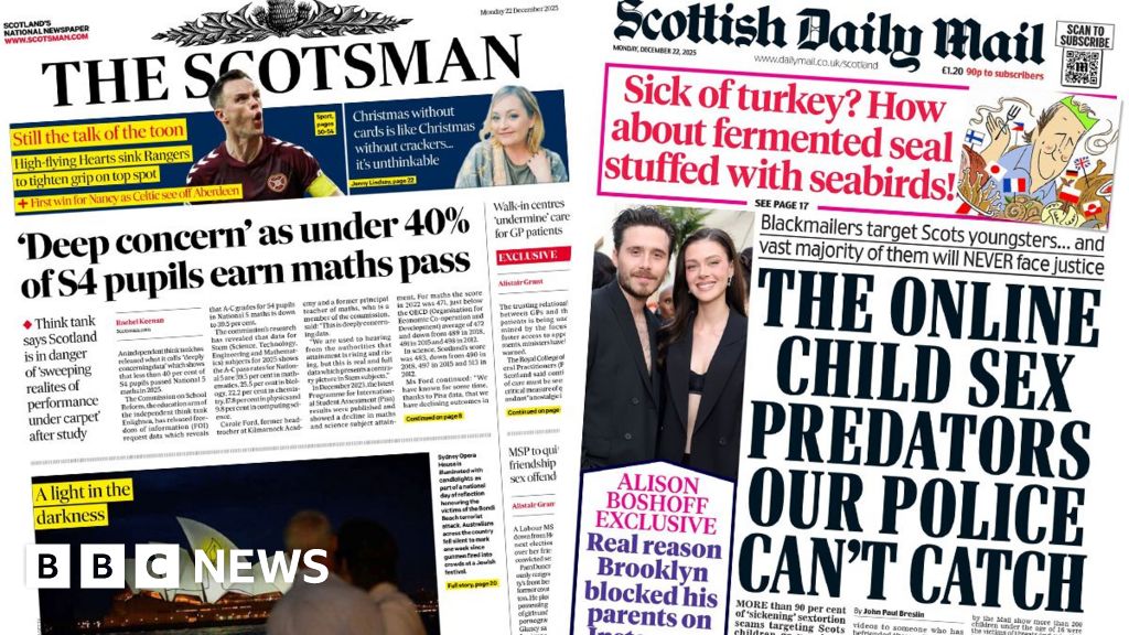 Scotland's papers: Maths pass rate and most sextortion scams 'unsolved'