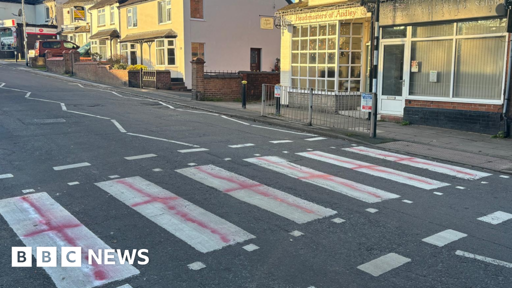 England flag painted on Audley crossing for second time - BBC News
