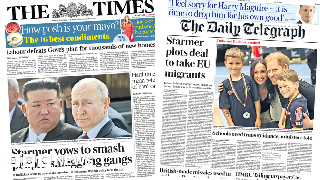 Newspaper headlines: Starmer 'plots to take EU migrants' and 'desperate ...