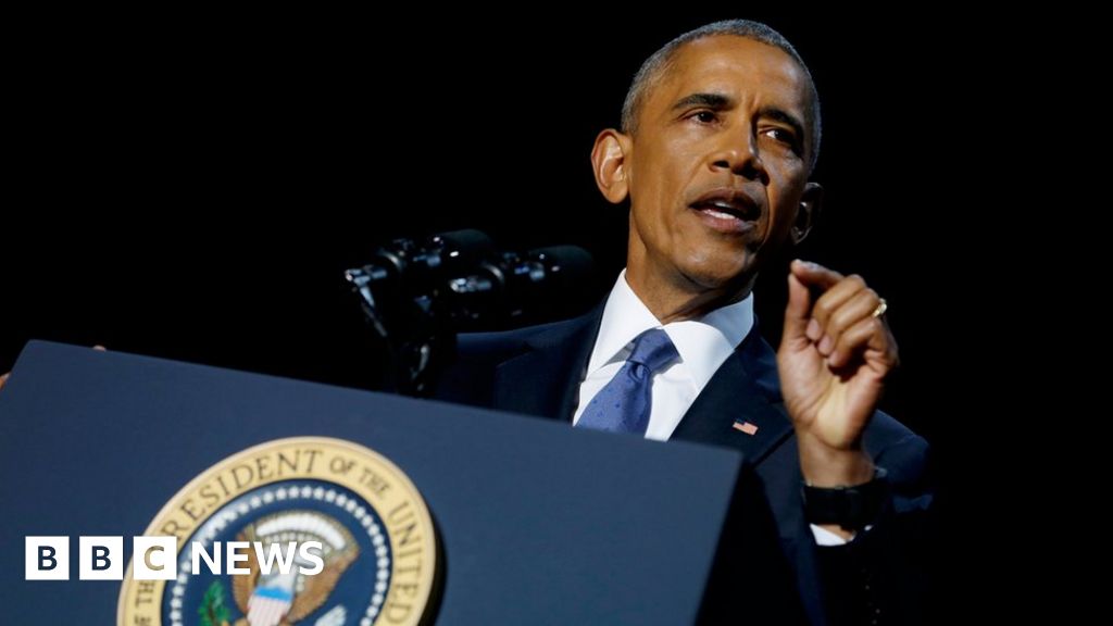 Obama speech: Democracy needs you, says outgoing president - BBC News
