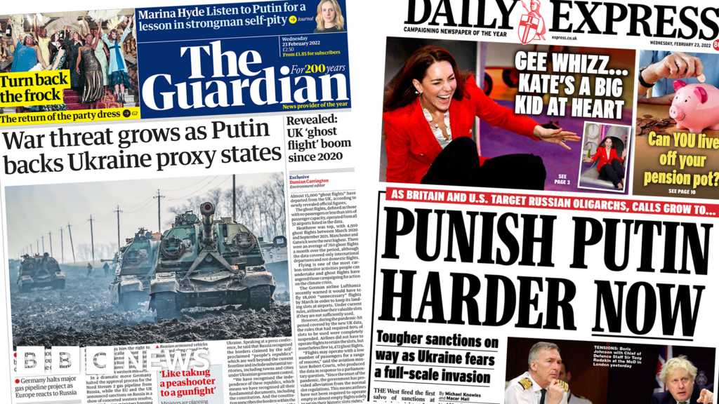 Newspaper headlines: 'War threat grows' and 'punish Putin harder' call ...