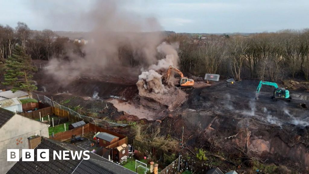 Tackling a huge fire burning underground in a Scottish town - BBC News