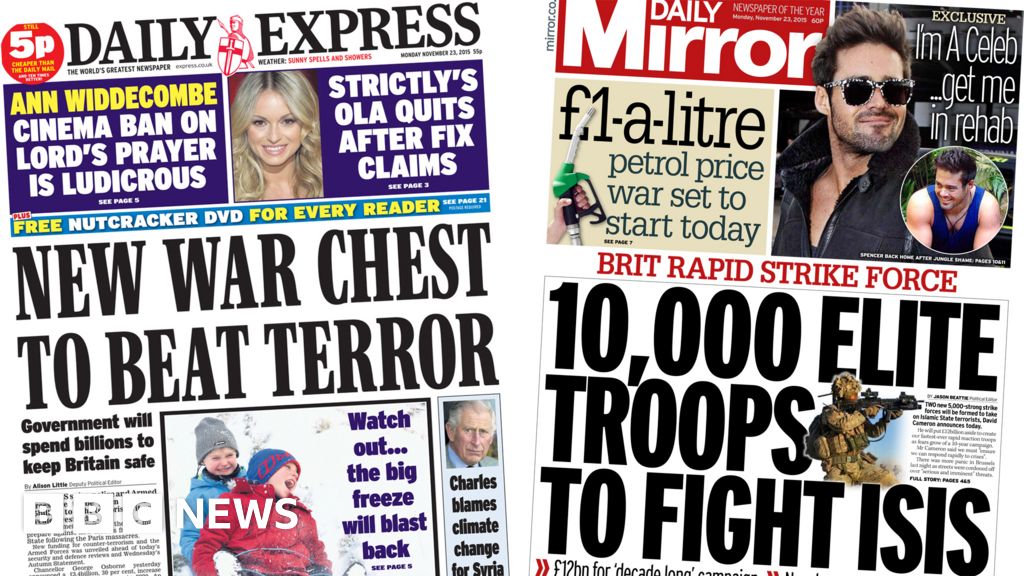Newspaper Headlines UK s Anti terror war Chest And Osborne s Autumn