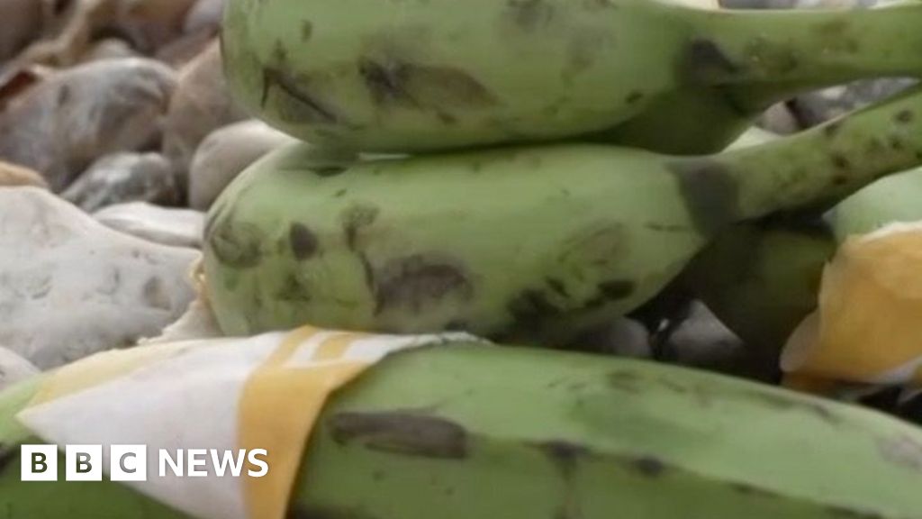 Banana containers in the Solent wash ashore in West Sussex - BBC News