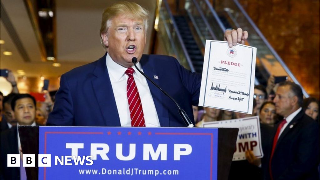 Donald Trump signs Republican pledge not to run as independent - BBC News