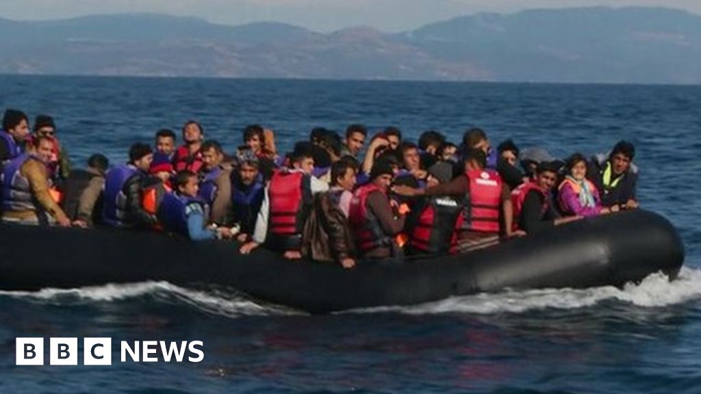 Flow of migrant boats is constant off the shores of Lesbos - BBC News