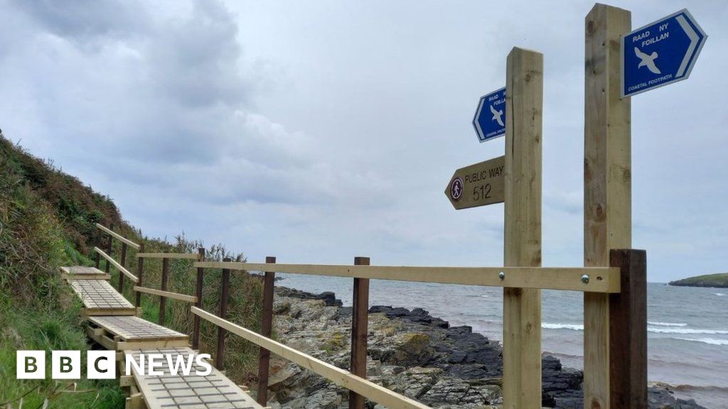 Section of Isle of Man's coastal footpath reopens after repairs Section of Isle of Man's coastal footpath reopens after repairs