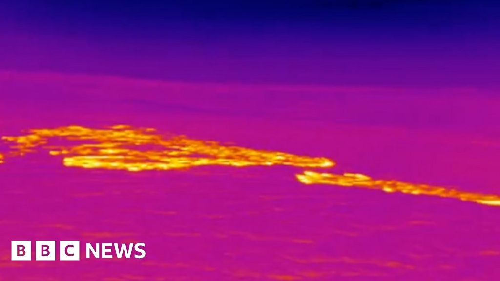 Thermal drone fire footage 'looks like something from Mars' - BBC News