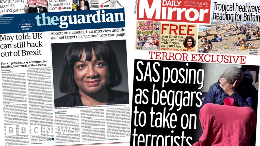 Newspaper headlines: May's Brexit plan and SAS pose as homeless - BBC News