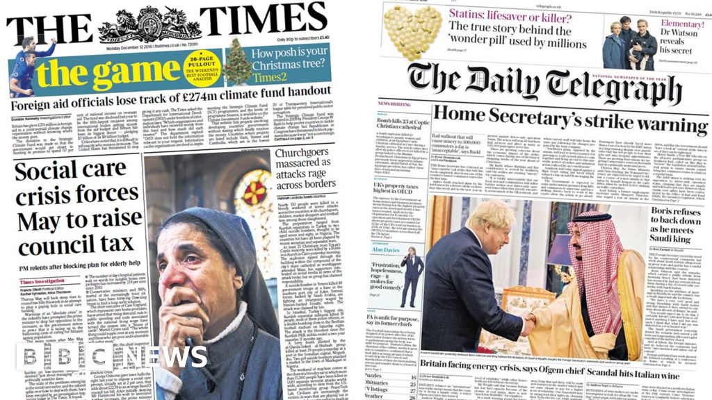 Newspaper headlines: Council tax rises and strike warnings - BBC News