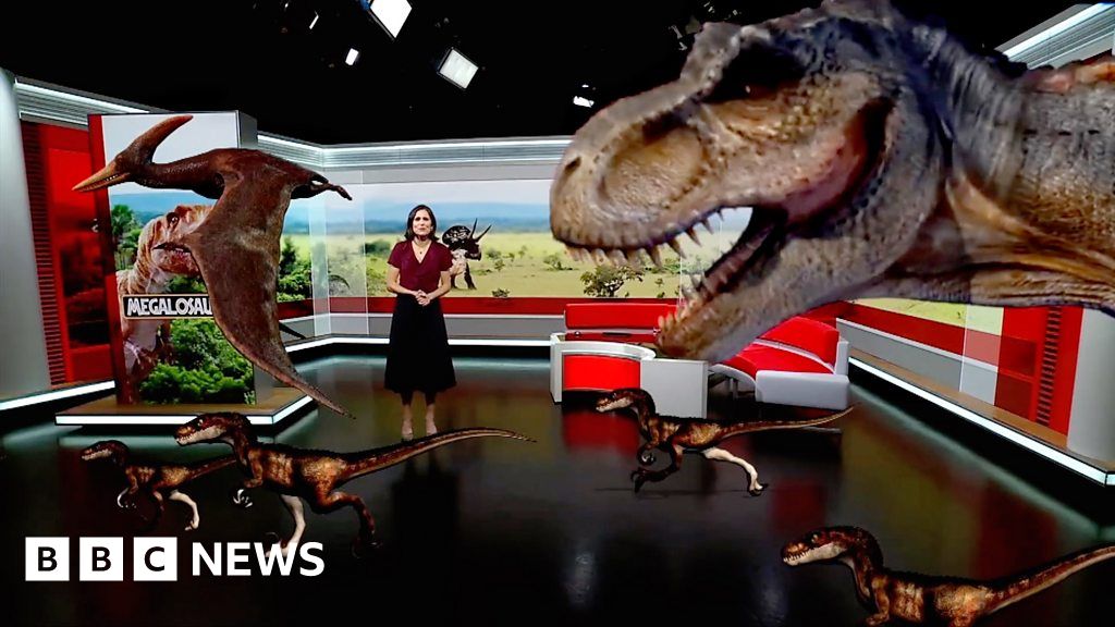 Watch: Dinosaurs invade BBC South Today studio - BBC News